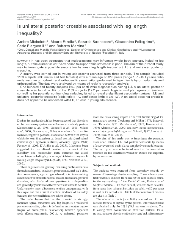 (PDF) Is unilateral posterior crossbite associated with leg length ...