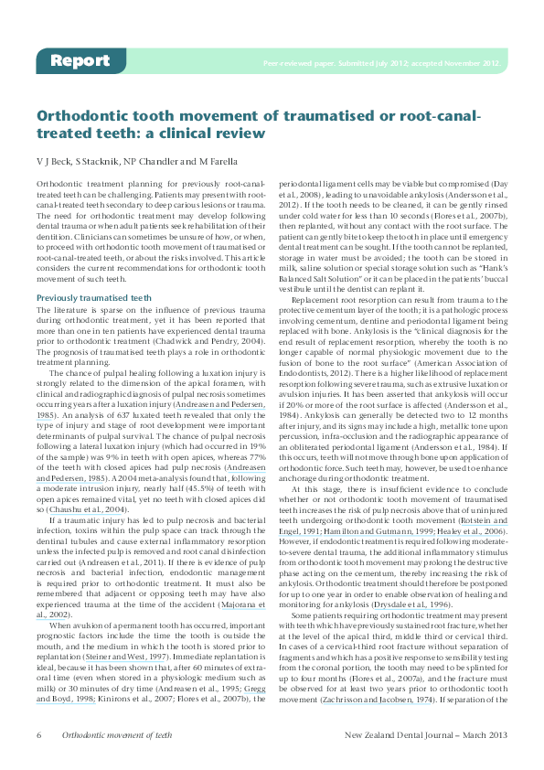 (PDF) Orthodontic tooth movement of traumatised or root-canal-treated ...