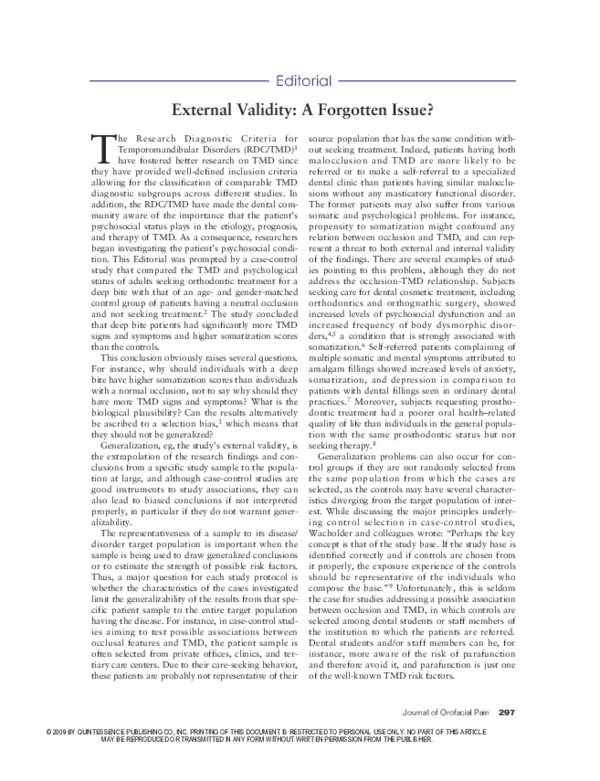 (PDF) External validity: a forgotten issue?