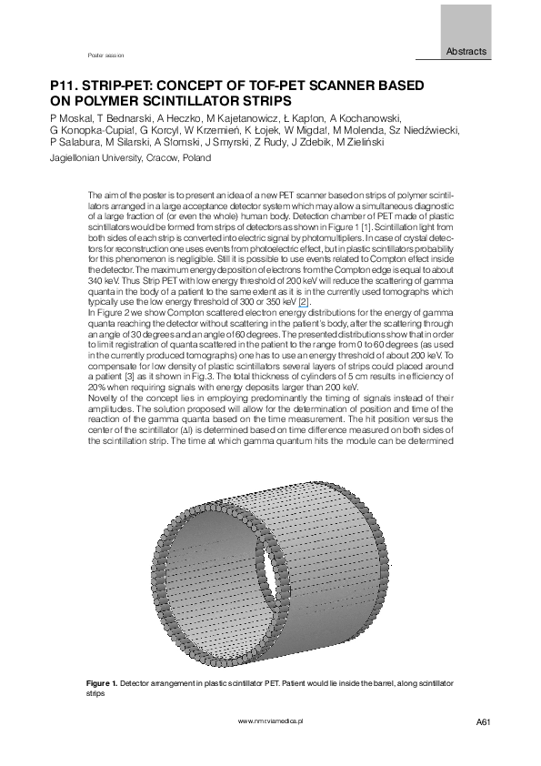(PDF) P11. Strip-Pet: Concept of Tof-Pet Scanner Based on Polymer ...