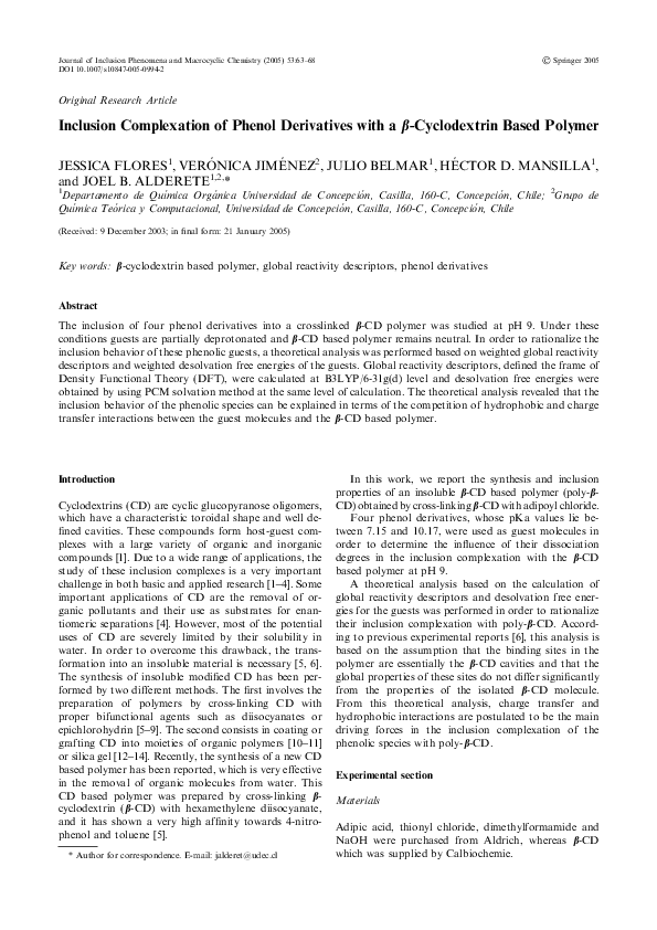 (PDF) Inclusion Complexation of Phenol Derivatives with a β ...