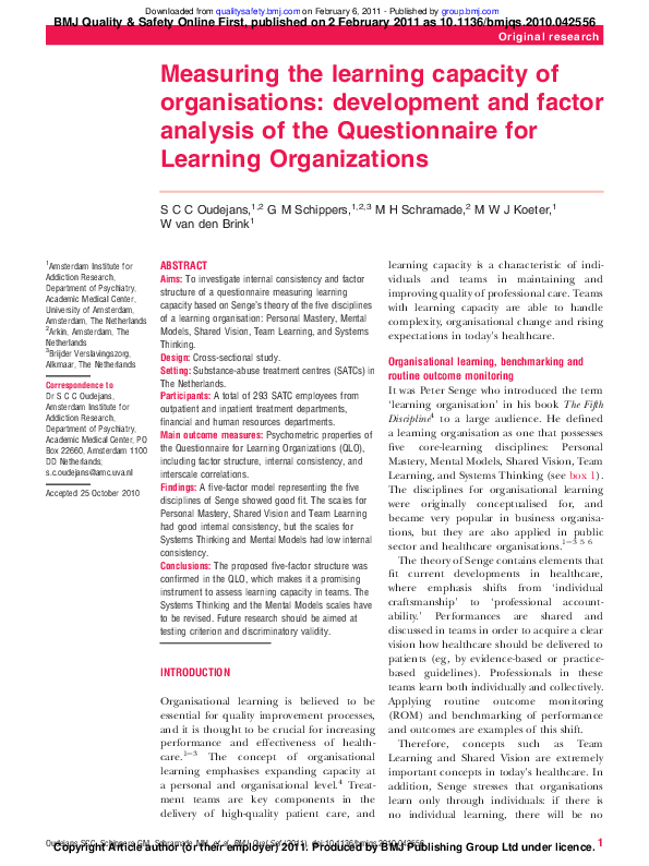 (PDF) Measuring the learning capacity of organisations: development and ...