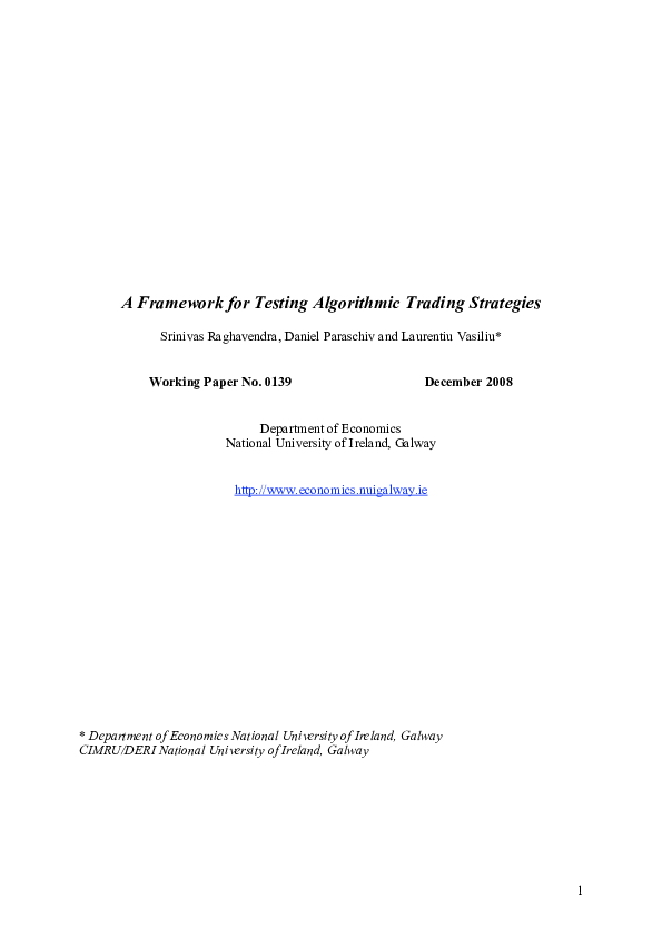 Pdf A Framework For Testing Algorithmic Trading Strategies