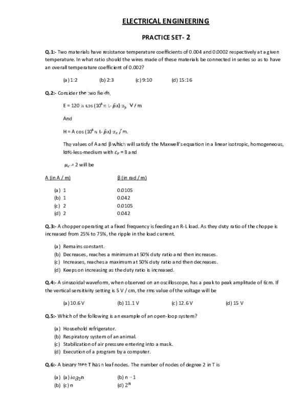 (PDF) ELECTRICAL ENGINEERING PRACTICE SET-2