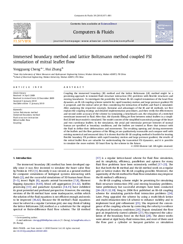 (PDF) Immersed boundary method and lattice Boltzmann method coupled FSI simulation of mitral ...