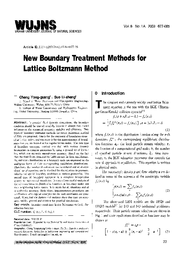 (PDF) New boundary treatment methods for lattice Boltzmann method