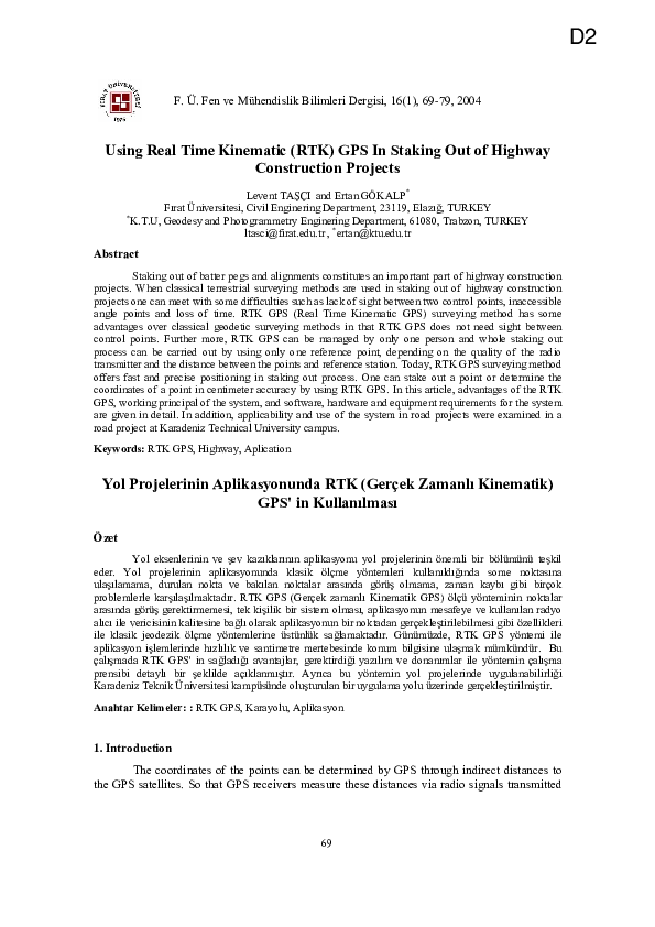 (PDF) Using Real Time Kinematic (RTK) GPS In Staking Out of Highway