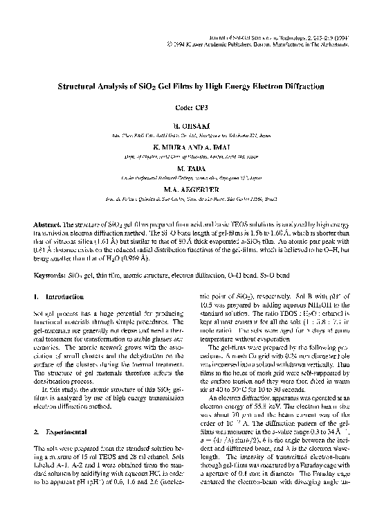 (PDF) Structural analysis of SiO2 gel films by high energy electron ...