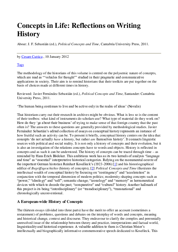 (PDF) Concepts in Life: Reflections on Writing History