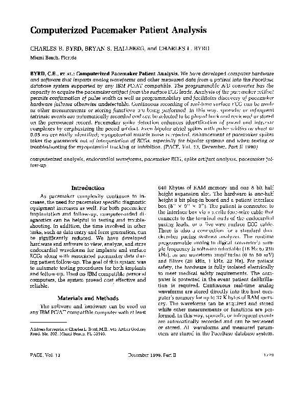 (PDF) Computerized Pacemaker Patient Analysis