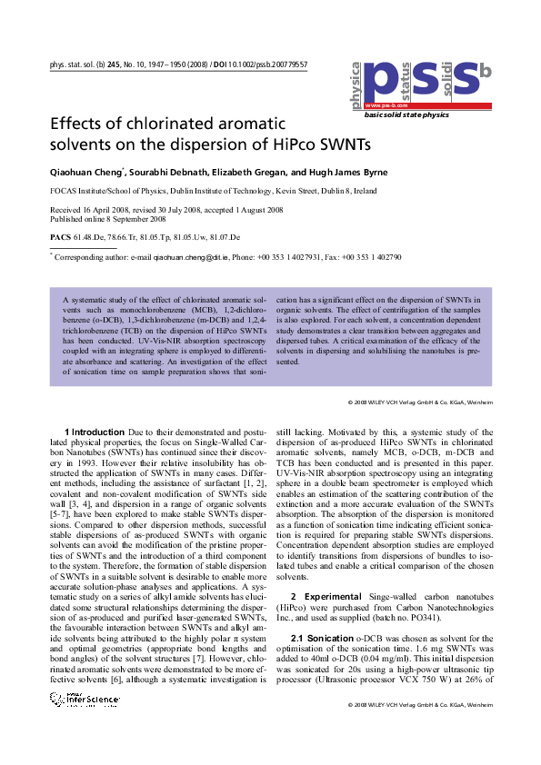 (PDF) Effects of chlorinated aromatic solvents on the dispersion of ...