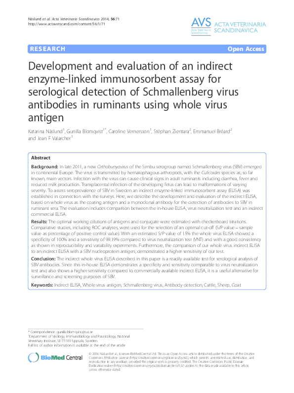 (PDF) Development and evaluation of an indirect enzyme-linked immunosorbent assay for ...