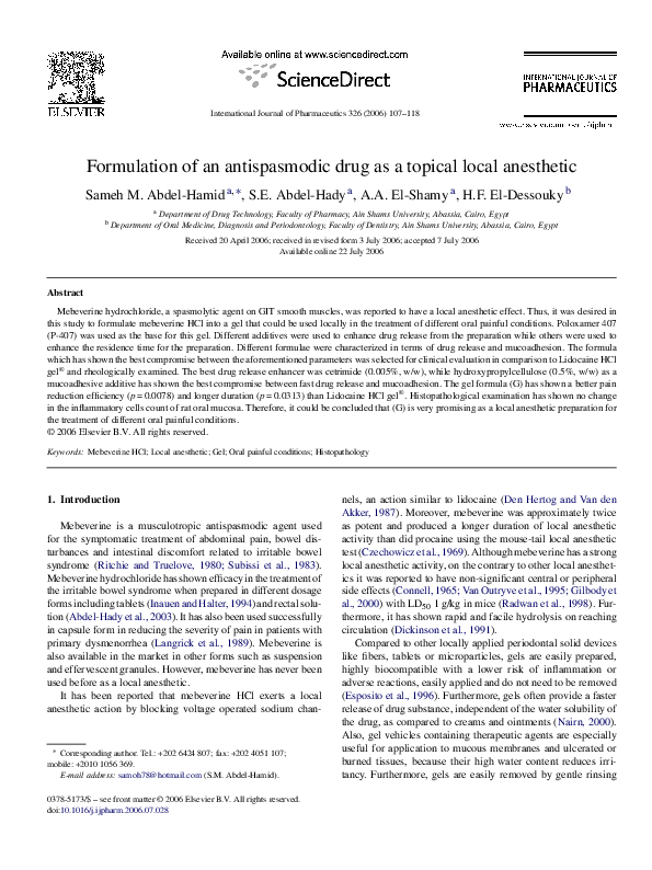 (PDF) Formulation of an antispasmodic drug as a topical local ...