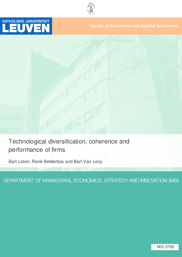 (PDF) Technology diversification, coherence and performance of firms