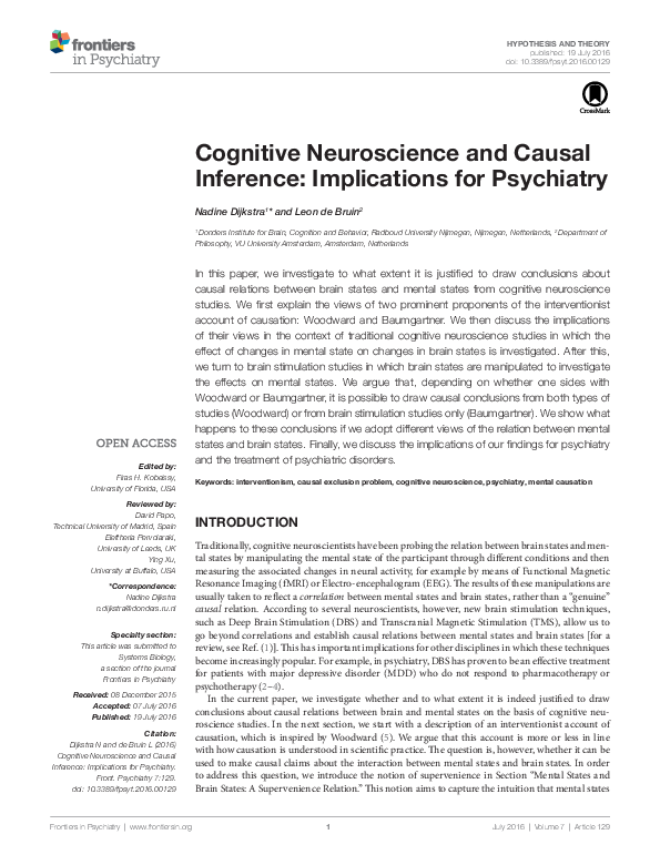 (PDF) Cognitive Neuroscience and Causal Inference