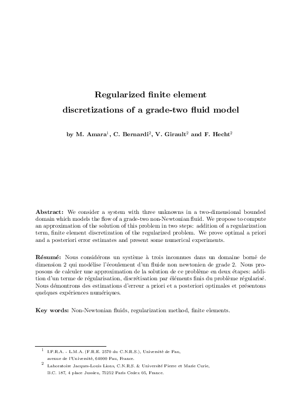 (PDF) Regularized finite element discretizations of a grade-two fluid model