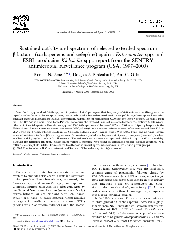 (PDF) Sustained activity and spectrum of selected extended-spectrum β ...