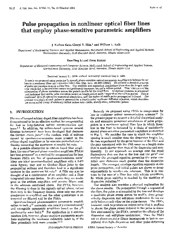 (PDF) Pulse propagation in nonlinear optical fiber lines that employ phase-sensitive parametric ...