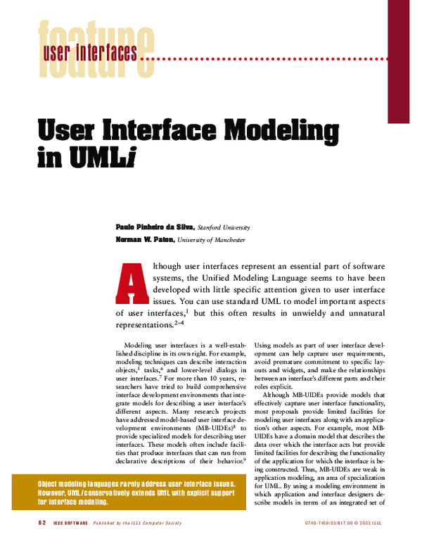 (PDF) User Interface Modeling in UMLi