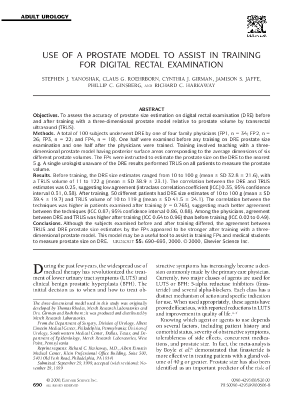(PDF) Use of a prostate model to assist in training for digital rectal ...