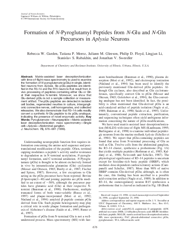 (PDF) Formation of N-Pyroglutamyl Peptides from N-Glu and N-Gln ...