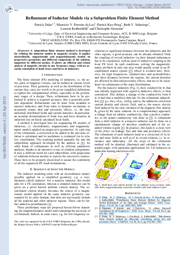 (PDF) Refinement of inductor models via a subproblem finite element method