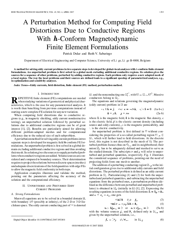 Pdf A Perturbation Method For Computing Field Distortions Due To