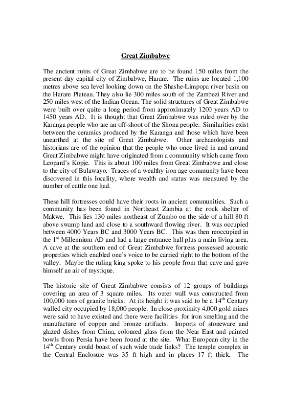(PDF) Great Zimbabwe