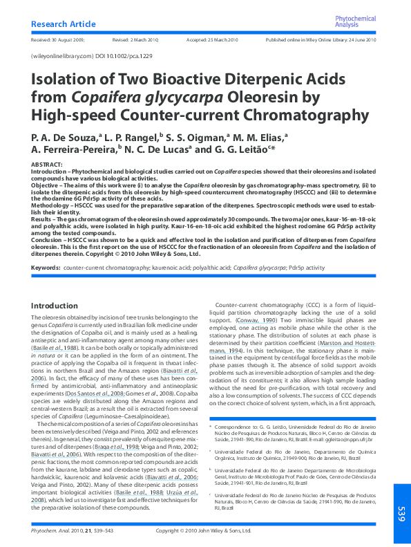 (PDF) Isolation of two bioactive diterpenic acids from Copaifera ...