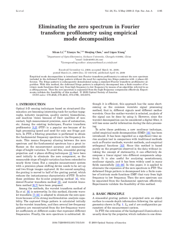 Pdf Removing Zero Spectrum In Fourier Profilometry