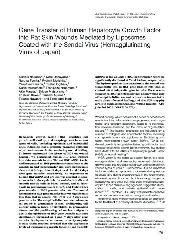 (PDF) Gene Transfer of Human Hepatocyte Growth Factor into Rat Skin ...