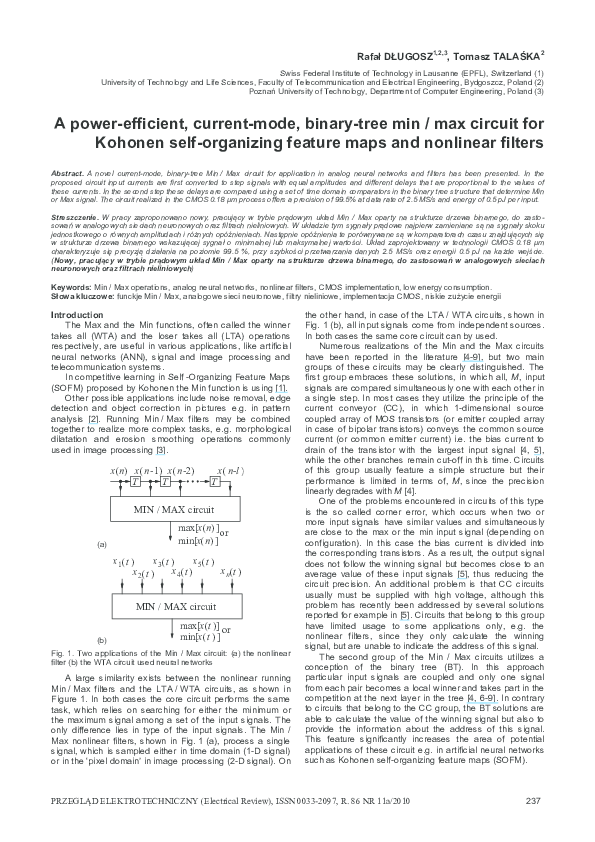 (PDF) A power-efficient, current-mode, binary-tree min/max circuit for Kohonen self-organizing ...