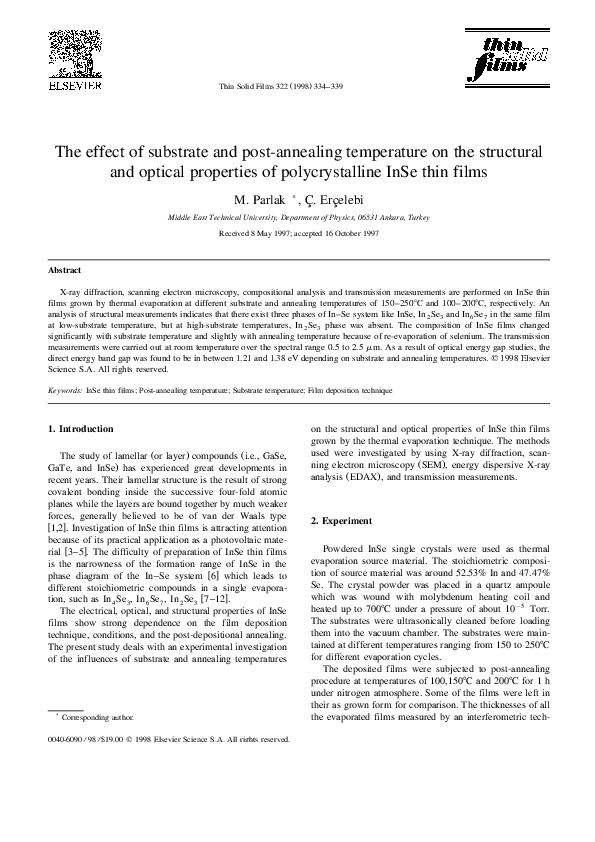 (PDF) The effect of substrate and post-annealing temperature on the structural and optical ...