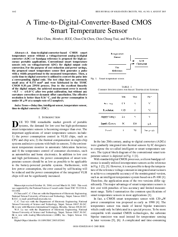 (PDF) A time-to-digital-converter-based CMOS smart temperature sensor