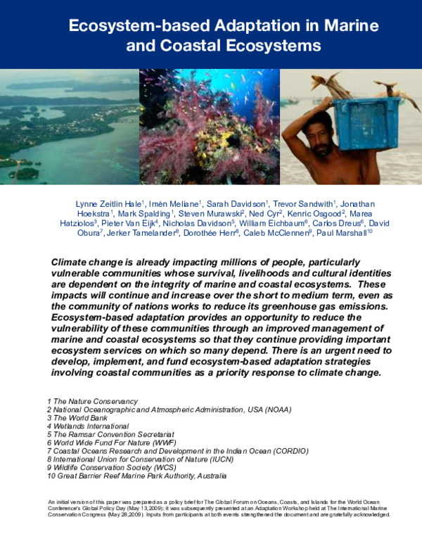(PDF) Ecosystem-based Adaptation in Marine and Coastal Ecosystems