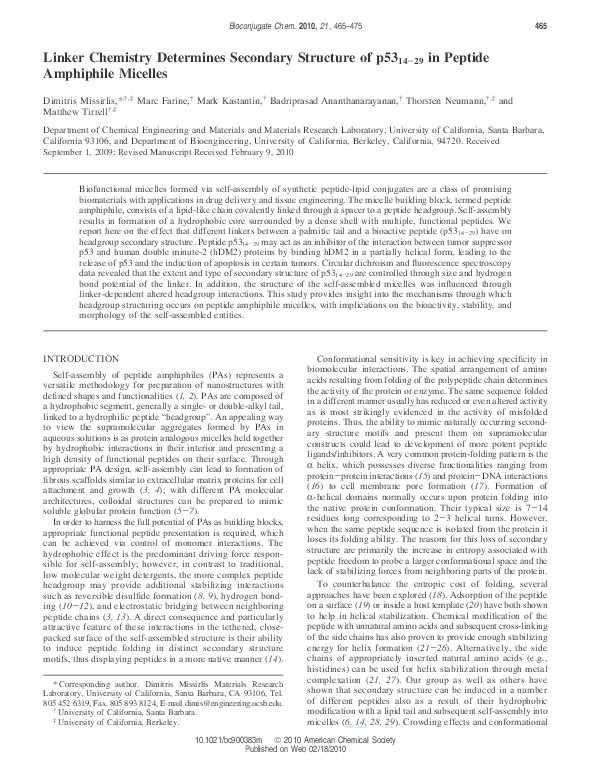 (PDF) Linker Chemistry Determines Secondary Structure of p53 14−29 in ...