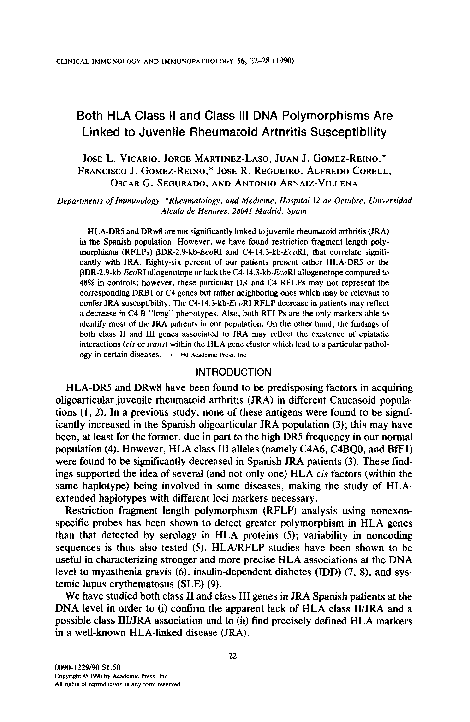 Pdf Both Hla Class Ii And Class Iii Dna Polymorphisms Are Linked To