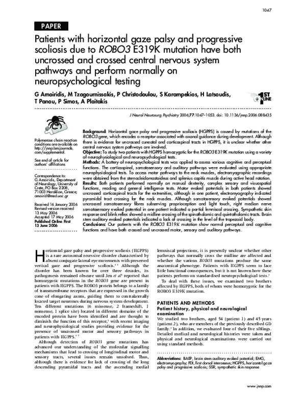 (PDF) Patients with horizontal gaze palsy and progressive scoliosis due ...