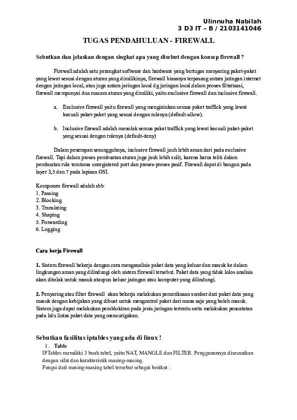 (DOC) Firewall & IPTables
