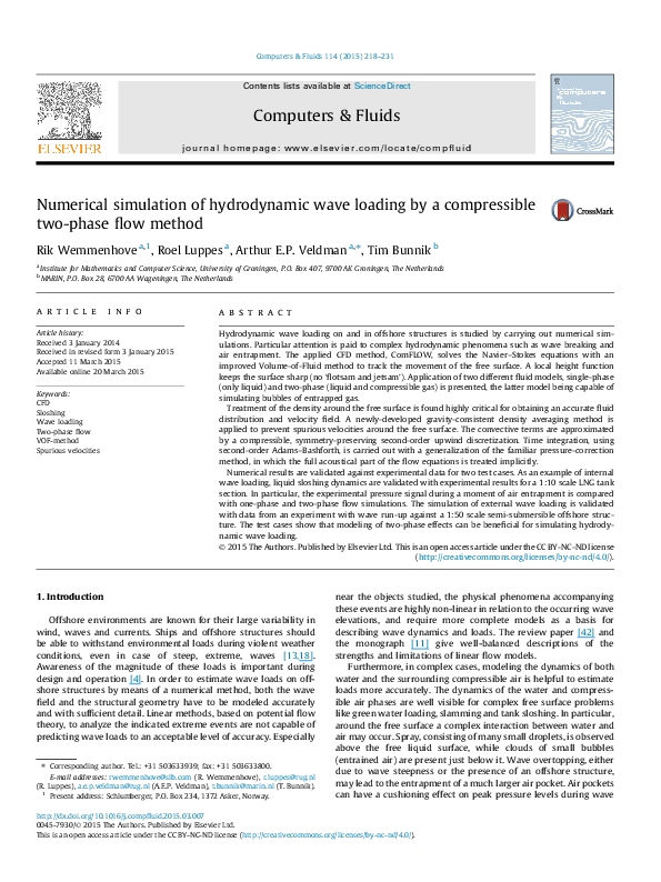 Pdf Numerical Simulation Of Hydrodynamic Wave Loading By A
