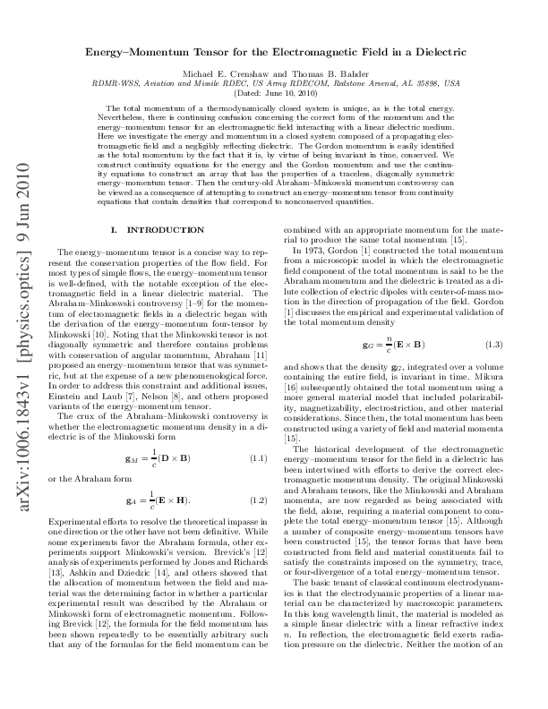 Currents and the Energy-Momentum Tensor in Classical - arXiv