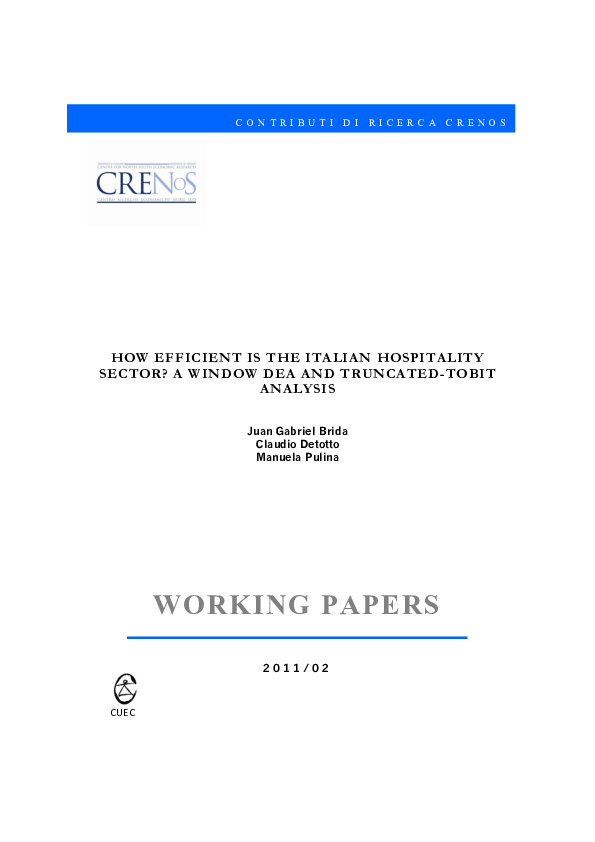 (PDF) How efficient is the Italian hospitality sector? A window DEA and ...