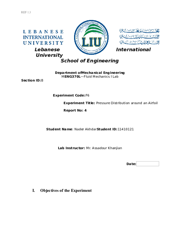(DOC) Fluid Mechanics Lab - Report