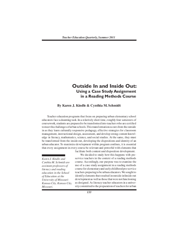 (PDF) Outside in and inside out: Using a case study assignment to ...