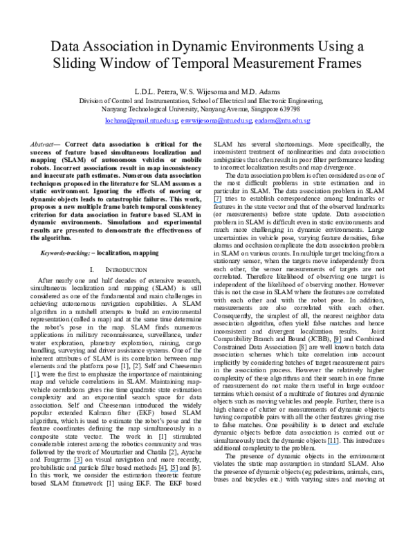 (PDF) Data association in dynamic environments using a sliding window ...
