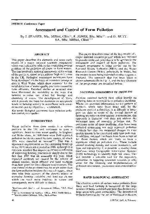 (PDF) Assessment and Control of Farm Pollution