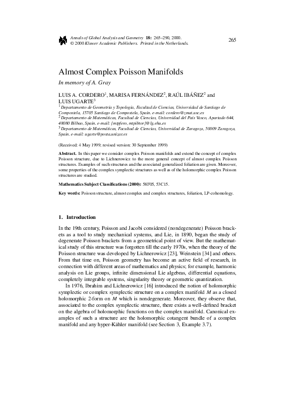 (PDF) Almost Complex Poisson Manifolds