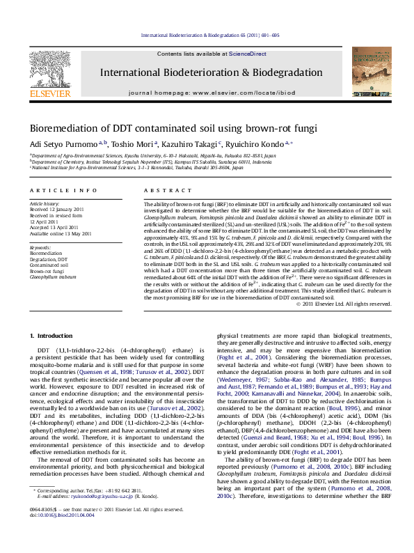 (PDF) Bioremediation of DDT contaminated soil using brown-rot fungi