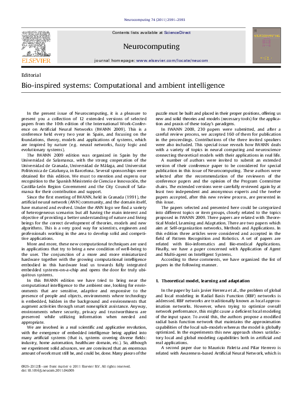 (PDF) Bio-inspired systems: Computational and ambient intelligence