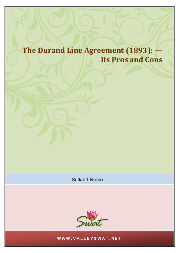 (PDF) The Durand Line Agreement (1893): — Its Pros and Cons